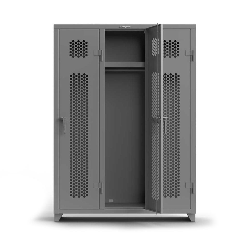 54 in. Single-Tier Ventilated 3 Compartment Locker with Shelf ...