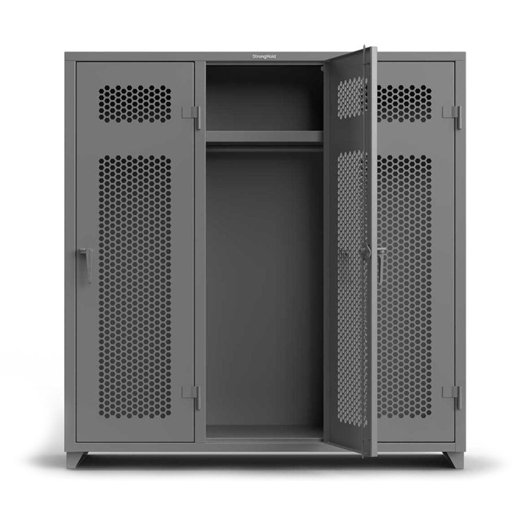 72 in. Single-Tier Ventilated 3 Compartment Locker with Shelf ...