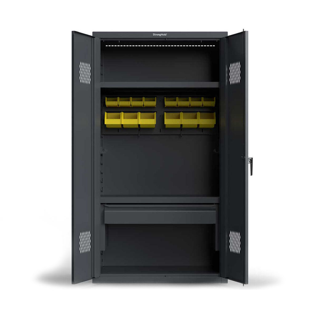 42 inch Medical Locker with 2 Shelves, Drawers, Bins and Hooks - 18 GA ...